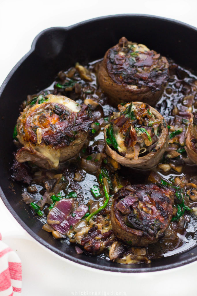 Quick Cheesy Crusted Spinach and Mushroom Steak Rolls - Whisk It Real Gud